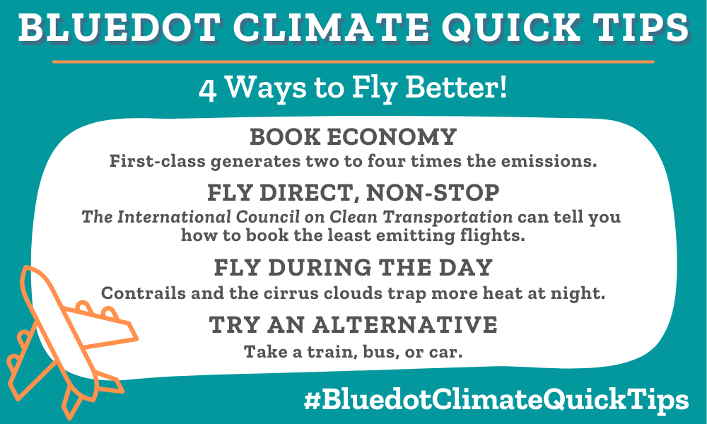 Climate Quick Tip: Four Ways to Fly Better - Bluedot Living